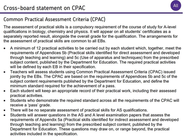 A-level practical endorsement and CPACs – Physics Thinking